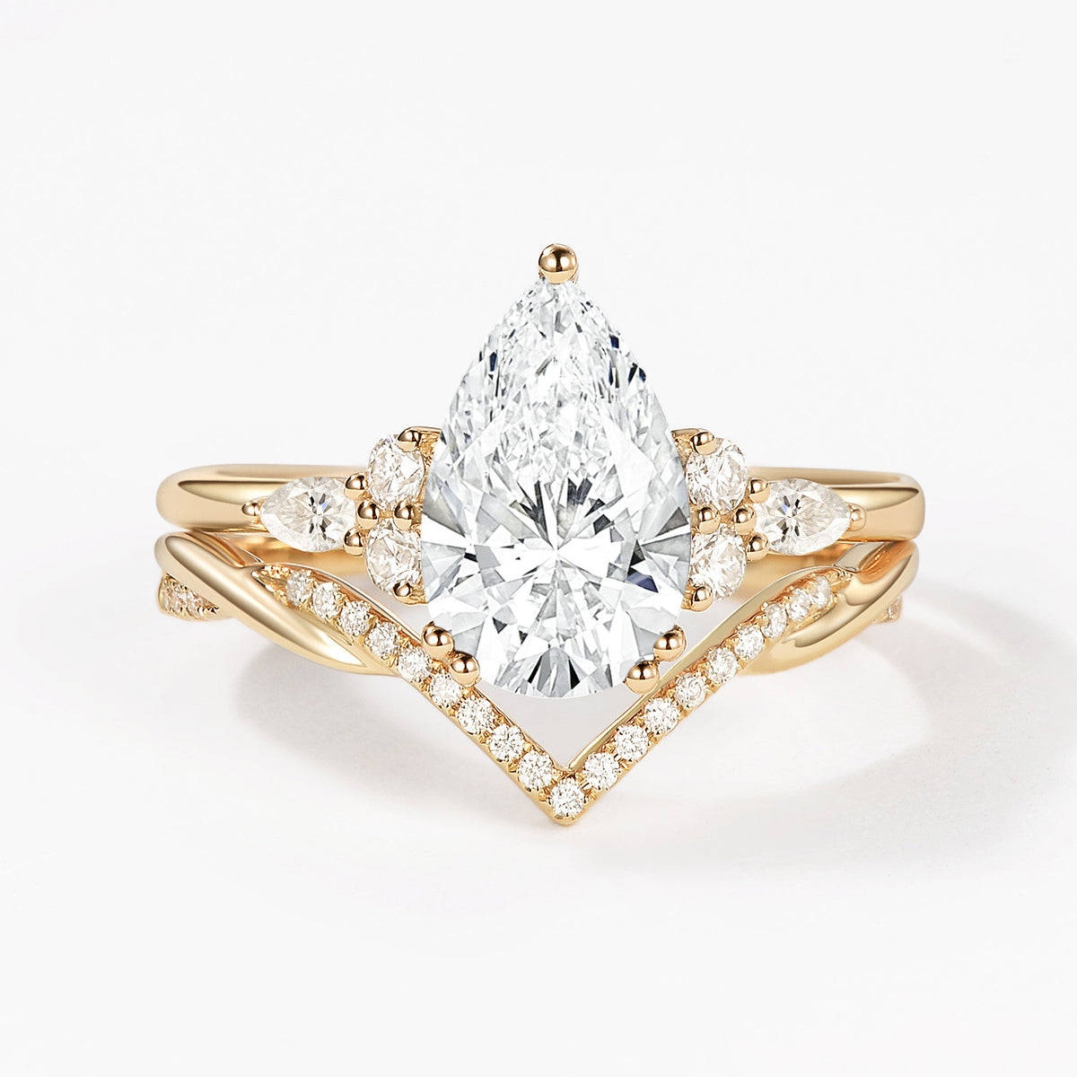 2.0ct Pear Lab Grown Diamond Infinity Ring Set 2pcs – Felicegals