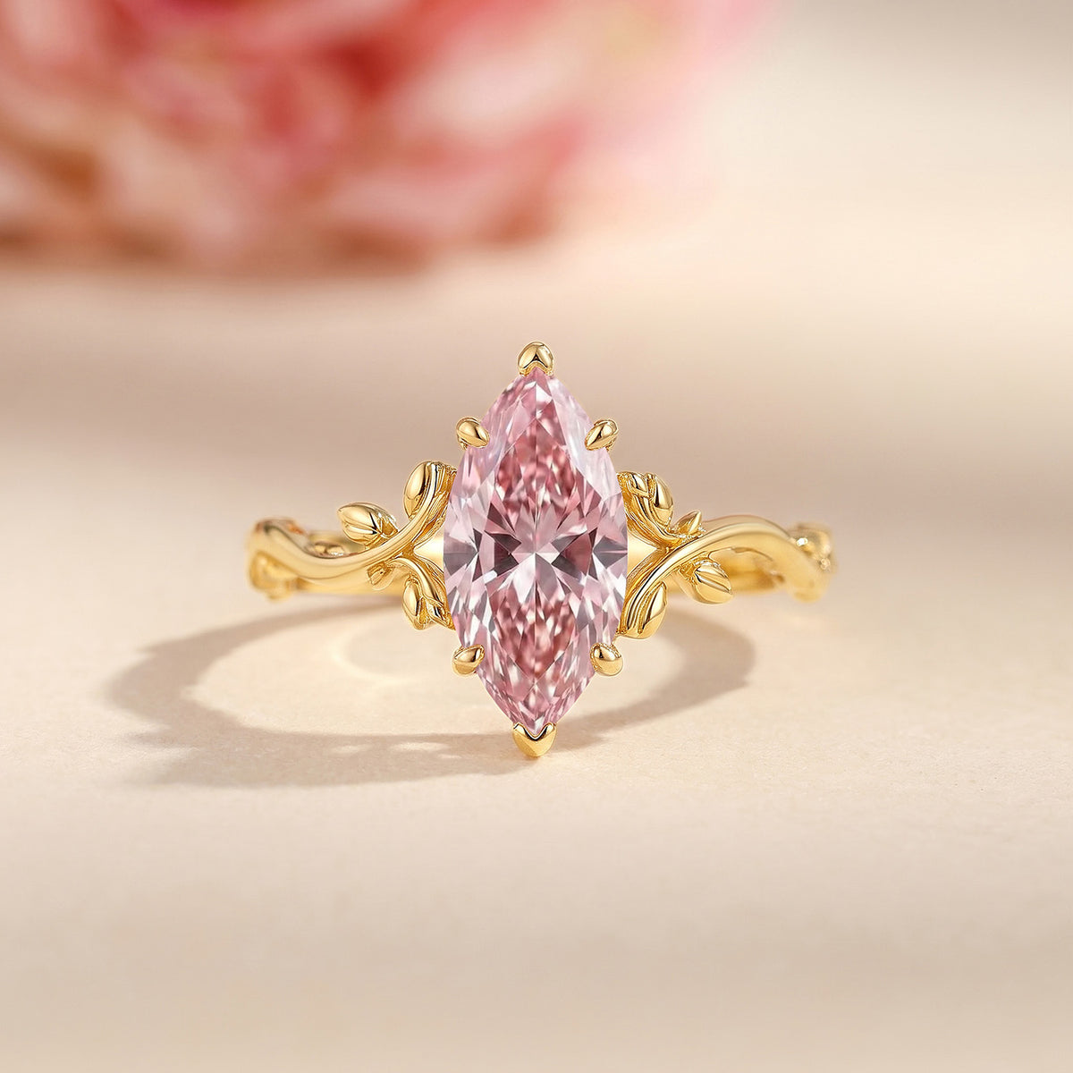 Marquise Cut Pink Moissanite Engagement Ring – Felicegals
