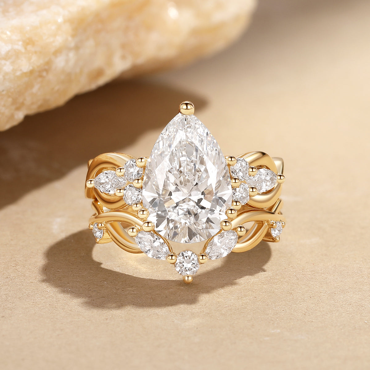 3.0ct Pear Cut Infinity Lab Grown Diamond Engagement Ring Set 2pcs - A ...