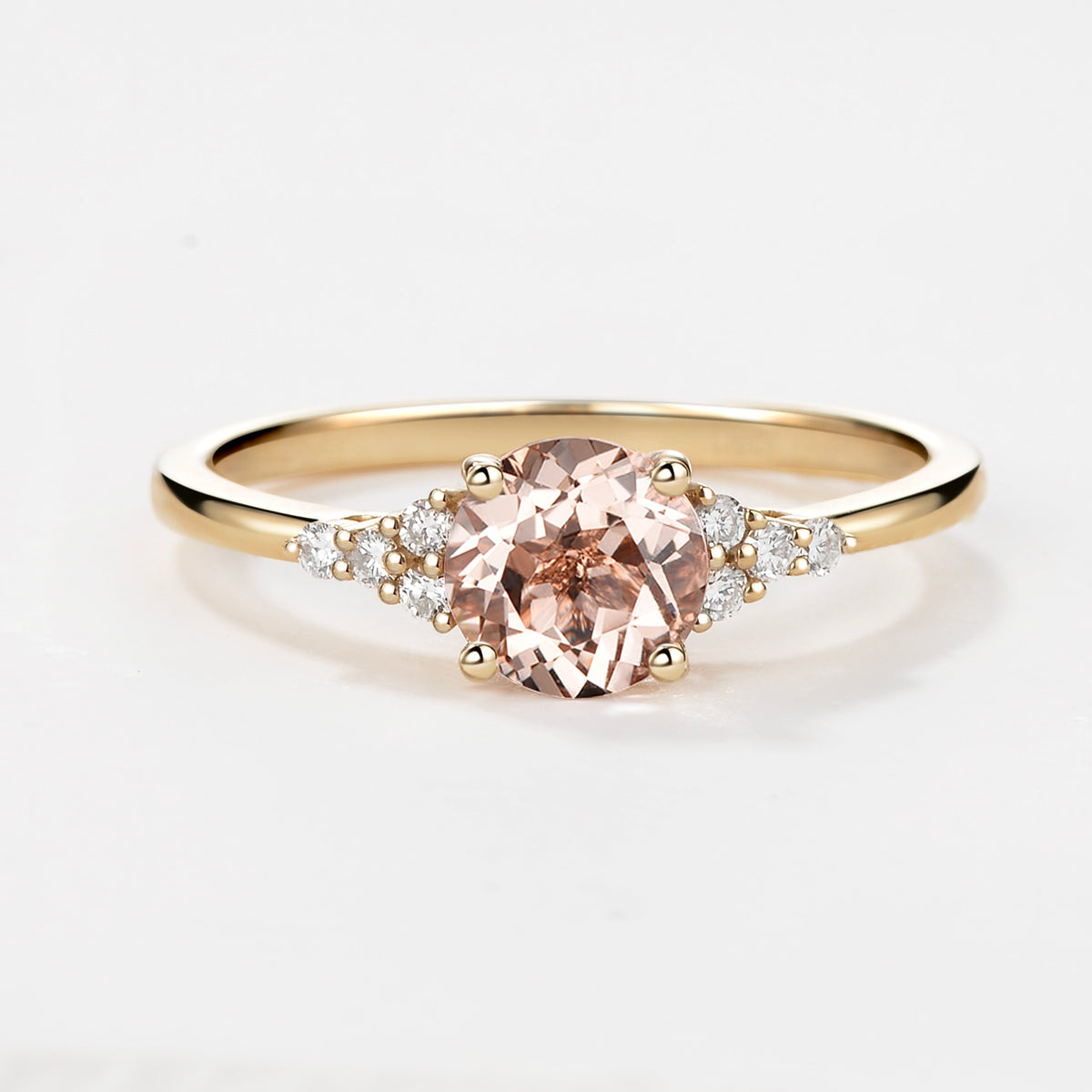Round Cut Morganite Cluster Engagement Ring – Felicegals
