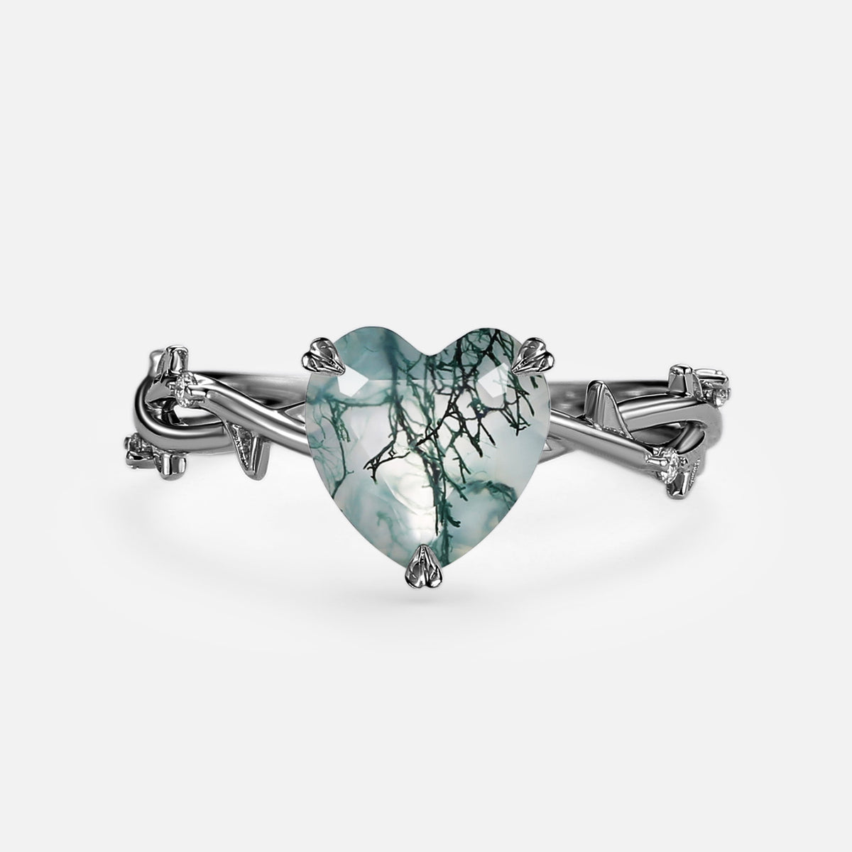 Heart Natural Moss Agate Infinity Engagement Ring - Bramble – Felicegals