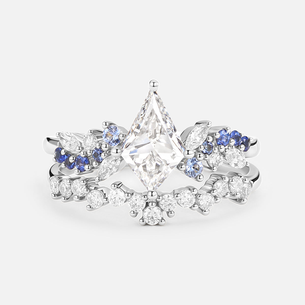 Kite Lab Grown Diamond & Sapphire Engagement Ring Set 2PCS - Ethereal ...