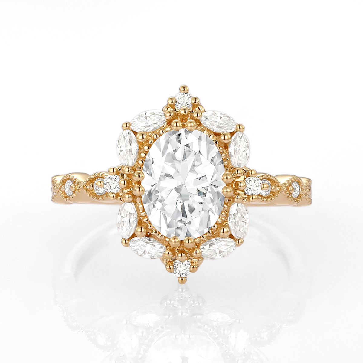 1.5ct Oval Moissanite Signature Vintage Byzantine Ring – Felicegals